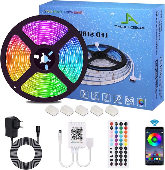 LED Strip 5M RGB SMD 5050 met Afstandsbediening en Voeding 12V ...