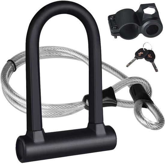 Fietsslot met stalen kabel - 1,2 m lang - inclusief montagebeugel | bol