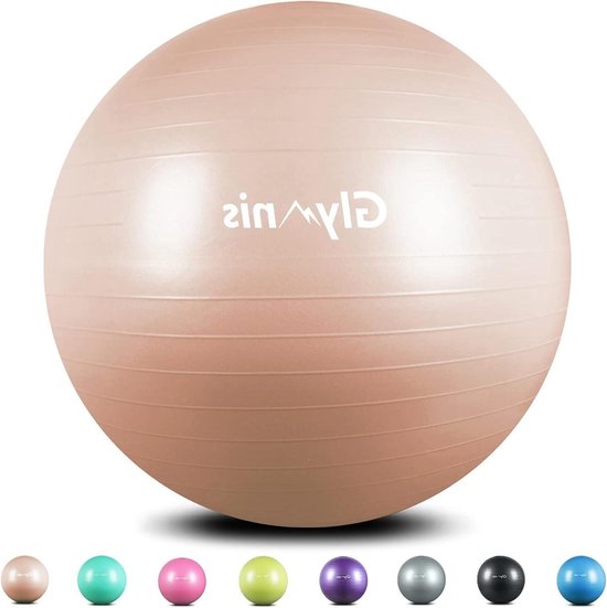 Fitnessbal Gymnastiekbal 75 cm Roségoud met Anti-slip Yogabal en ...