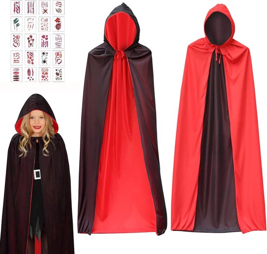 Halloween kostuum vampier zwart met cape en capuchon, inclusief ...