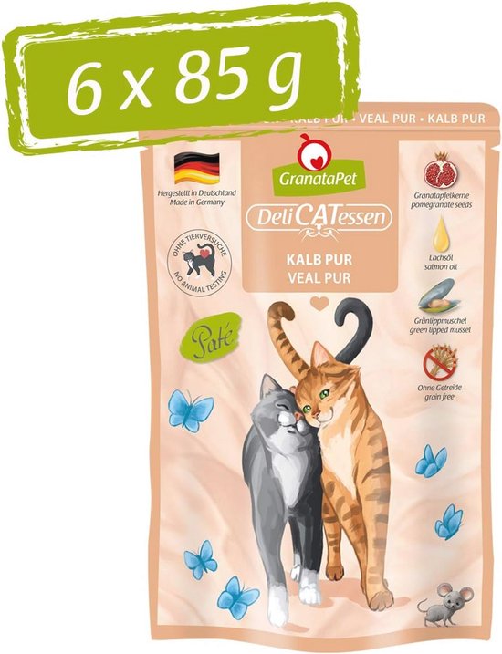 Kattenvoer met Kalf - Graanvrij en Suikervrij Natte Voeding voor ...