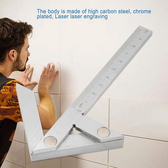 Akozon 100 * 70 mm Center Gauge Square Ruler met ronde staafmarkering ...