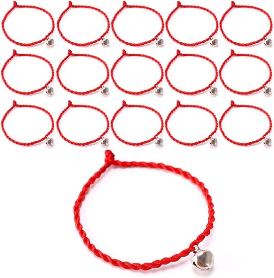 Handgeweven Rode Koordarmbanden met Hangers - Set van 20 | Geschikt als ...