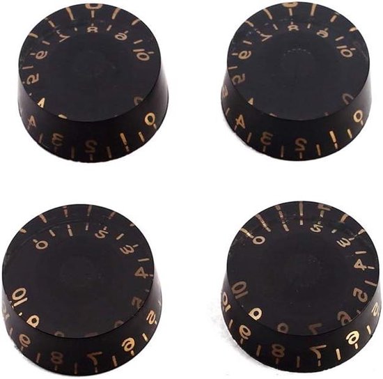Zwarte Clear Top Hat Knoppen voor Elektrische Gitaar en Bas - Set van 4 ...
