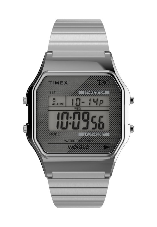 Timex Timex T80 Digital Watch Zilveren Toon Case: 100% Resin | Armband ...