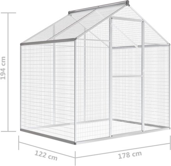 vidaXL Volière 178x122x194 cm aluminium - Buiten Volière - Buiten ...