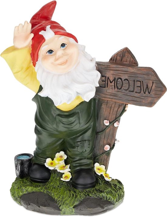 Welkom tuinkabouter - Weerbestendig tuinbeeld 27 x 22 x 12 cm - Voor ...