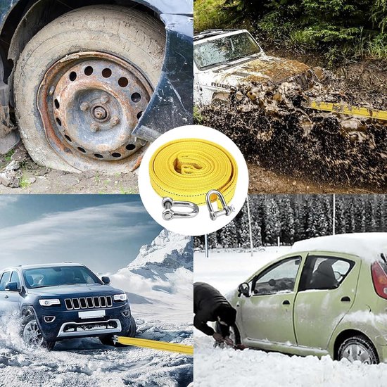 5 m 5 ton Tow Cable for Passenger Cars - Emergency Tow Rope with 2 ...