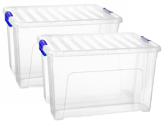 Plasticforte Multi Storage Opslagbox met deksel - 2x - transparant - 47 ...