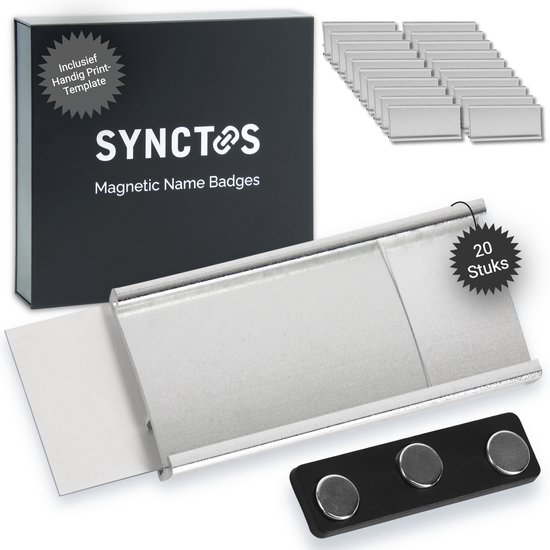 Synctos Magnetische Naambadges - Set van 20 - Sterke Uitvoering met 3 ...