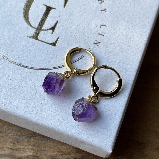 Geboortesteen oorbellen Februari - Amethist - 100% Sterling Silver 925 ...