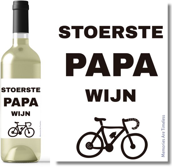 Wijnetiket – Stoerste papa wijn met racefiets – Cadeau voor sportieve ...