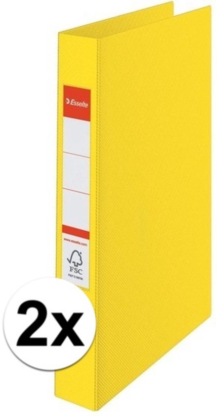 2x Ringband mappen/ordners 2 gaats A4 geel - Documenten/papieren ...