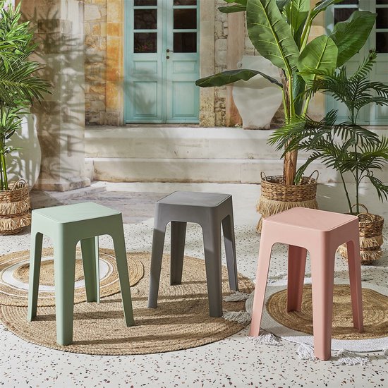 Home Deco Factory zit krukje/stoel - groen - D34 x H47 cm - Stapelbaar ...