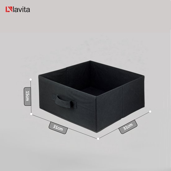 LAVITA® Opbergmand Textiel - 31x31x15 Zwart 6 Stuks - Opbergbox Kast ...