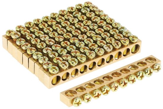 10pcs 10-Hole Thread Screw Terminal Electrical Distribution Brass ...