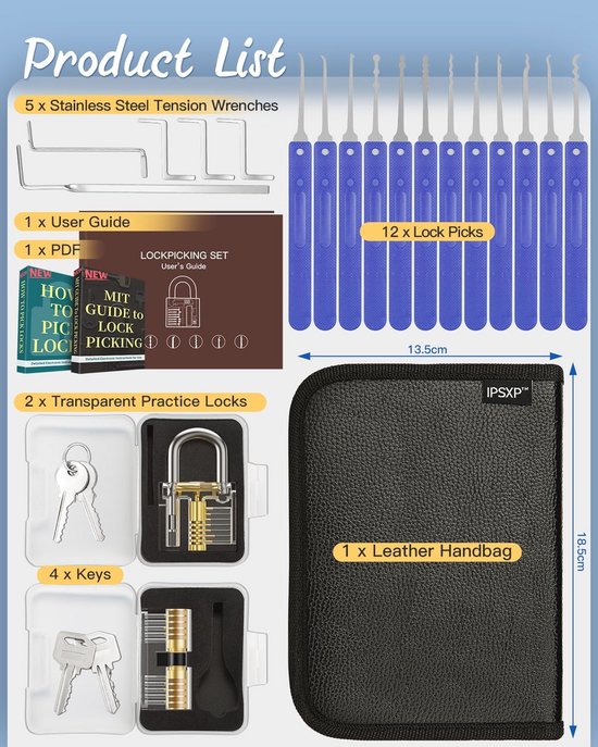 Lockpicking Set voor Beginners en Professionals - 25 Delige Gereedschapset met... | bol