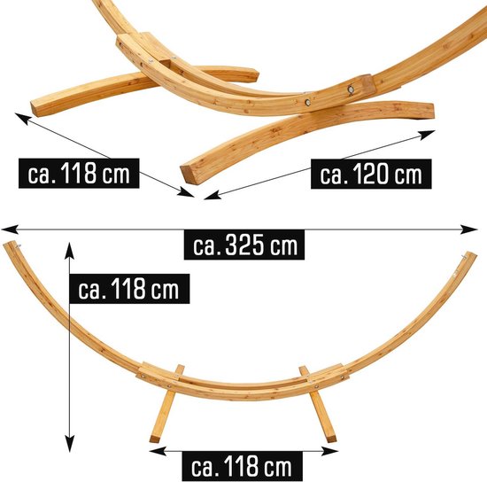 Extra Groot Houten Hangmat Frame - 325 cm Buitenstand voor Dubbele ...