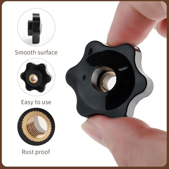8 Star Grip Nuts M8 Outer Diameter 38 mm Black Plastic Wing Nut Knurled ...