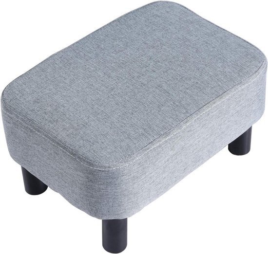 42 cm rechthoekige poef met stabiele houten poten - moderne linnen ...