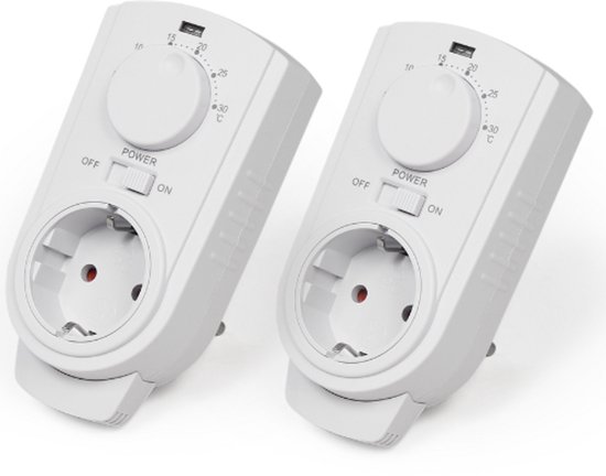Set van 2 - TCU-330 Stopcontact Plug-in Thermostaat 5-30°C - Analoog -... | bol