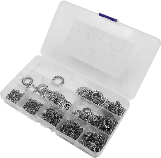 300-delige assortiment stootvaste sluitringen set met roestvrijstalen ...