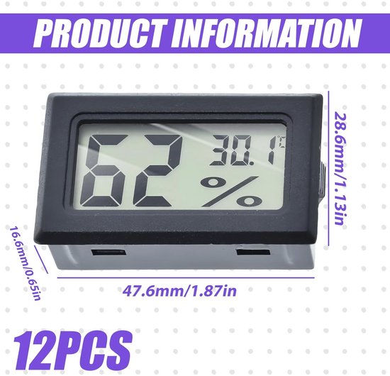 Mini Thermometer en Hygrometer Set - Digitale Temperatuur en Vochtigheid Meter voor... | bol