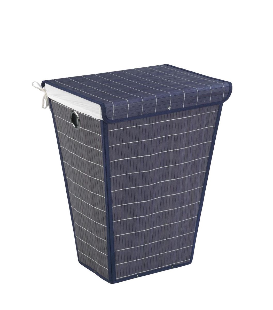 WENKO wasmand bamboo wit, rechthoekig, taps met deksel | bol.com