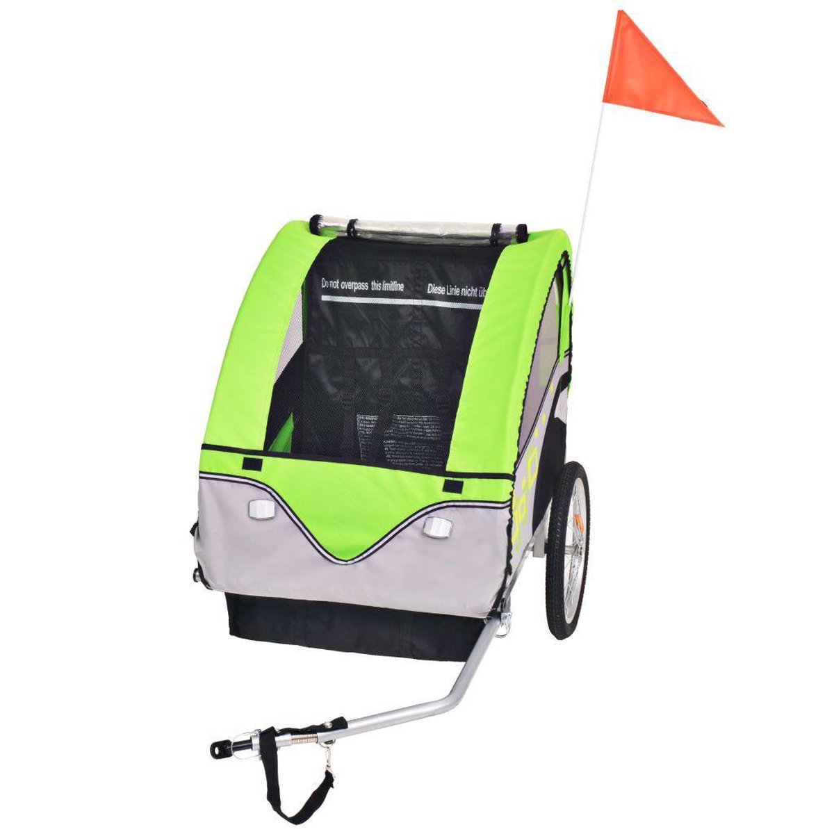 Fietskar voor Kinderen 30KG Grijs Groen - Aanhangwagen Fiets - Fiets ...