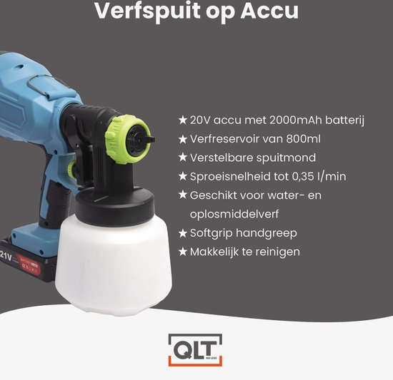 QLT Verfspuit op Accu - Voor watergedragen en oplosmiddelhoudende verf ...