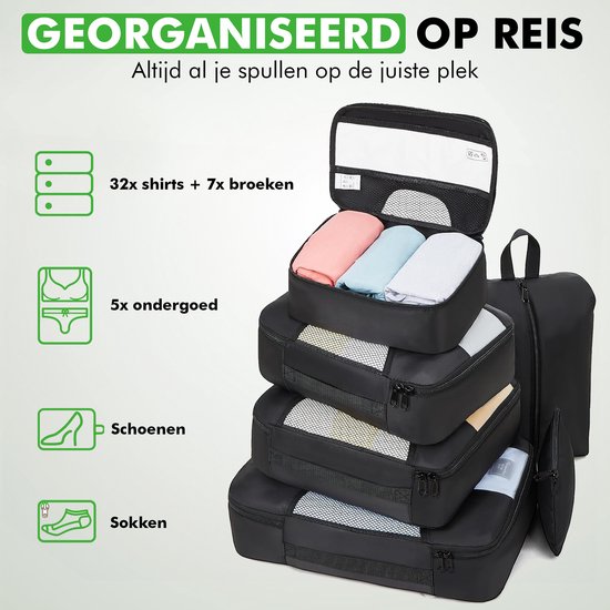 Travelhawk Packing Cubes - Koffer Organizer Set - Kleding - Bagage ...