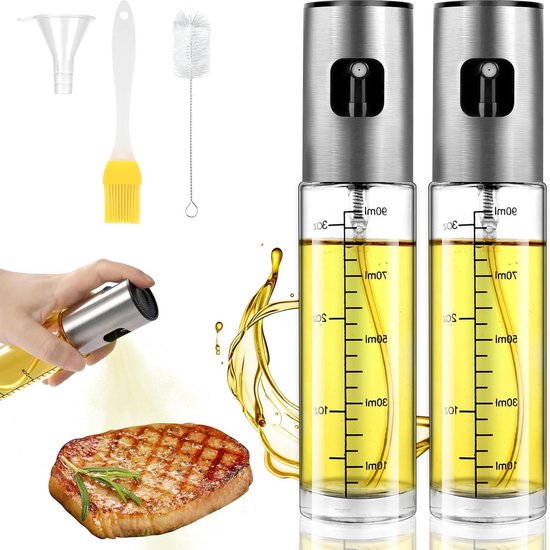 2 Pieces Oil Spray Air Fryer 100ml - Scales Olive Oil Glass Atomizer ...