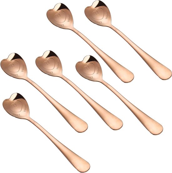6pcs Heart-Shaped Stainless Steel Mini Spoon - Tea Ice Cream Stirring ...
