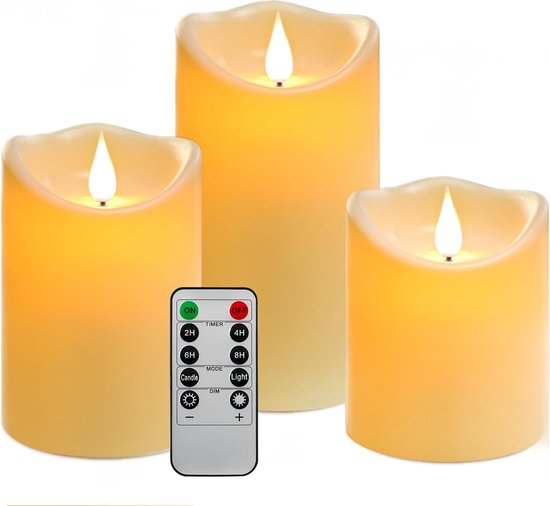 LED Kaarsen Set van 3 - Waterdichte Buitenkaarsen - Flikkerende LED ...