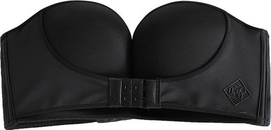 Strapless push-up bh, extra knoopsluiting aan de voorkant, zwart - 85C | bol