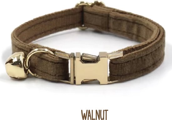 SilverAndCoco® - Bruine Katten Halsband met Bel | Velvet Kat Kitten ...