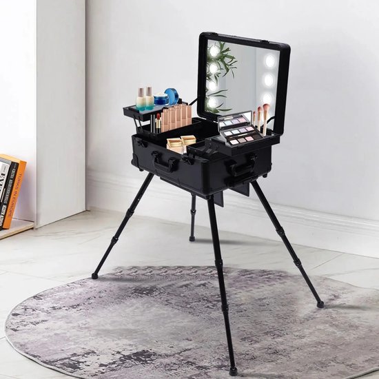 Xalox - Make up Tafel - Inklapbaar als Koffer - Spiegel met Verlichting ...