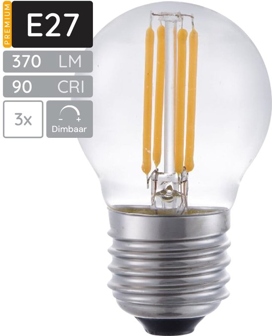 SPL E27 LED Lamp 4W Dimbaar - CRI 90 - Extra Warm Wit - LED Filament G45 - Vervangt... | bol