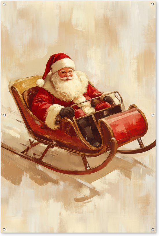 Tuinposter 120x180 cm - Tuindecoratie Kerst - Slee - Kerstman - Poster ...