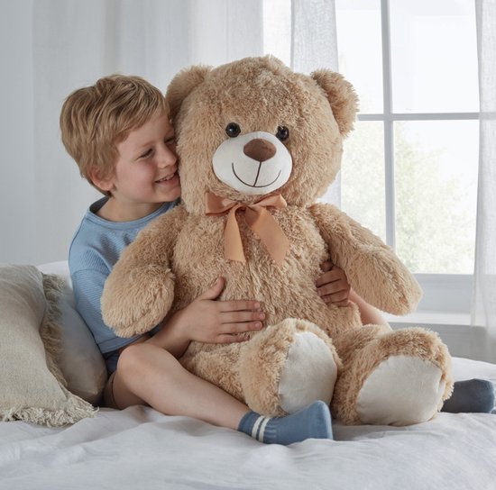Knuffelbeer XL 100 cm – Grote Bruine Teddybeer met Strik, Het Perfecte Kerstcadeau... | bol