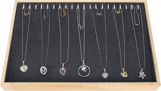 Kettingen Display Tray Bak Doos met 20 Haken - Grijs Velours Inleg - 24 ...