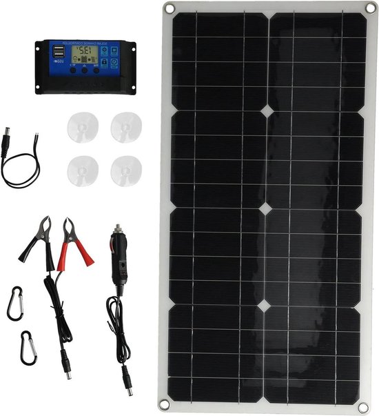 Kit de panneau solaire monocristallin 100 W - Kit de chargeur de batterie - Contrôleur... | bol