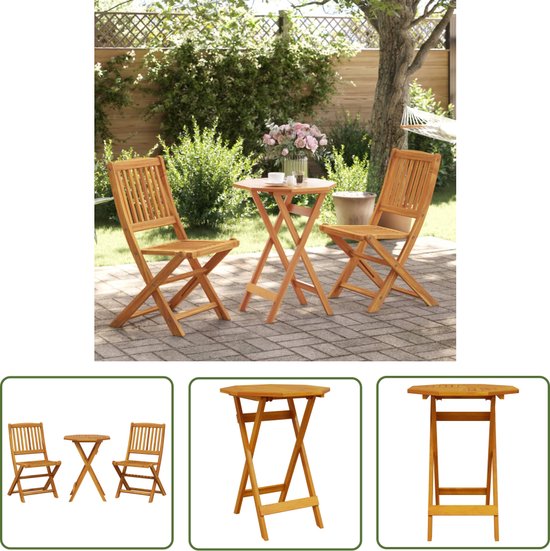 The Living Store Inklapbare Bistroset - 60 x 60 x 75 cm - Acaciahout ...