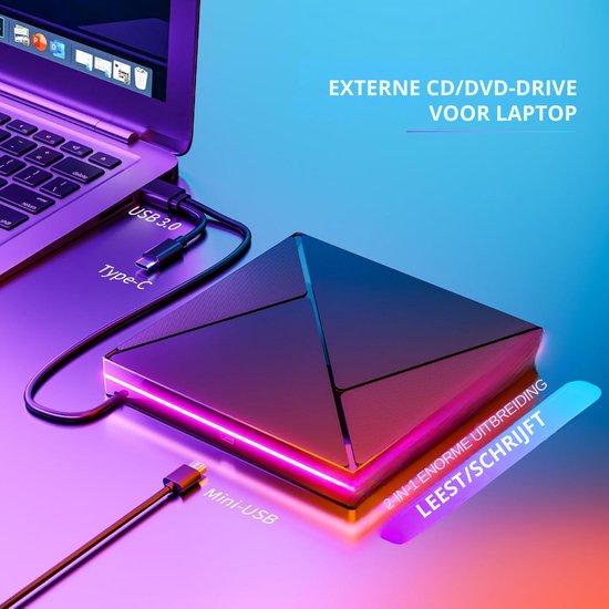 Draagbare Externe DVD Speler voor Laptop - DVD Burner - RGB - USB 3.0 ...
