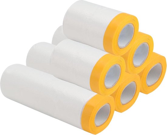 6 Pack Dust Sheet Rolls - Masking Film Roll Drop Cloth With Adhesive ...