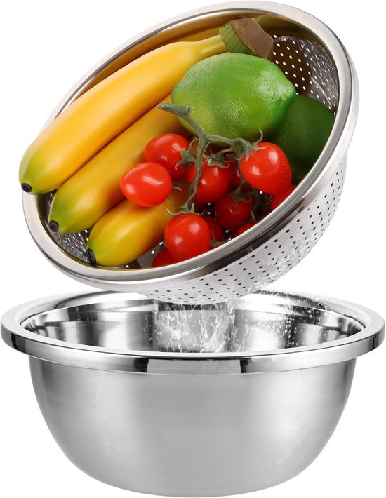 Roestvrijstalen Set van Zeef en Kom voor Pasta, Salade en Groenten van ...