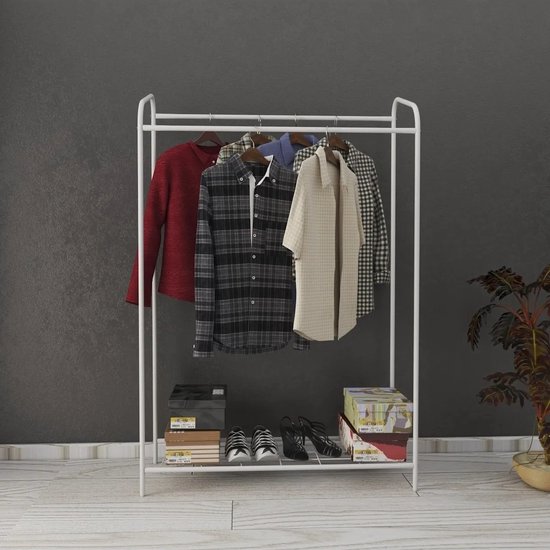 Design Kledingrek - Dubbele Stang - Metaal - 140x104x40 CM - Wit ...