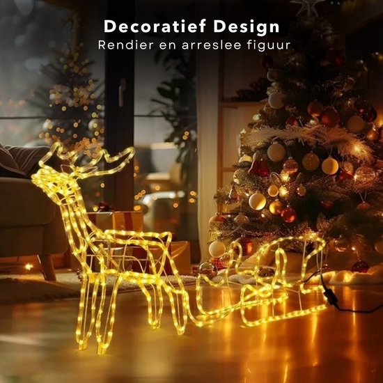 Rendier Met Slee voor Buiten - Kerstverlichting Buiten - Kerst Rendier ...