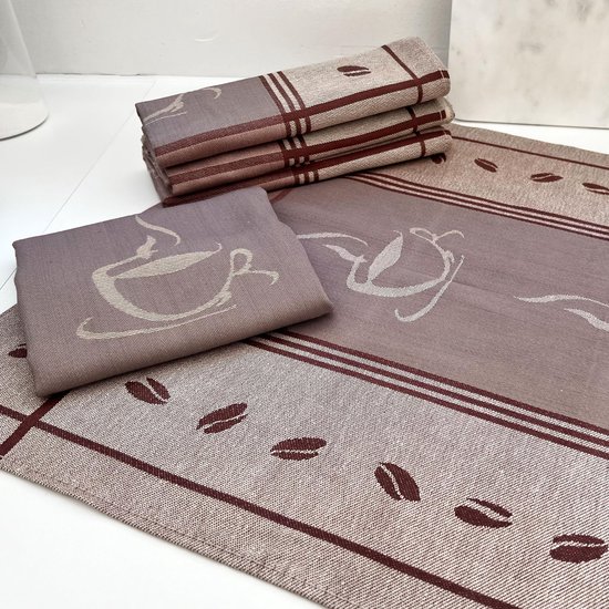 Goodivery ® Set van 5 Luxe Keukenhanddoeken met Koffiebonenpatroon in Diverse Kleuren | bol