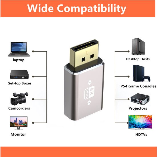 NÖRDIC Displayport Adapter - Male naar Female - 8K60Hz -Geschikt voor ...
